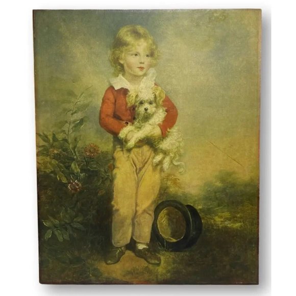 Art | Vtg Victorian Farm Print Master Simpson Boy Dog Antq 195 X 24 ...